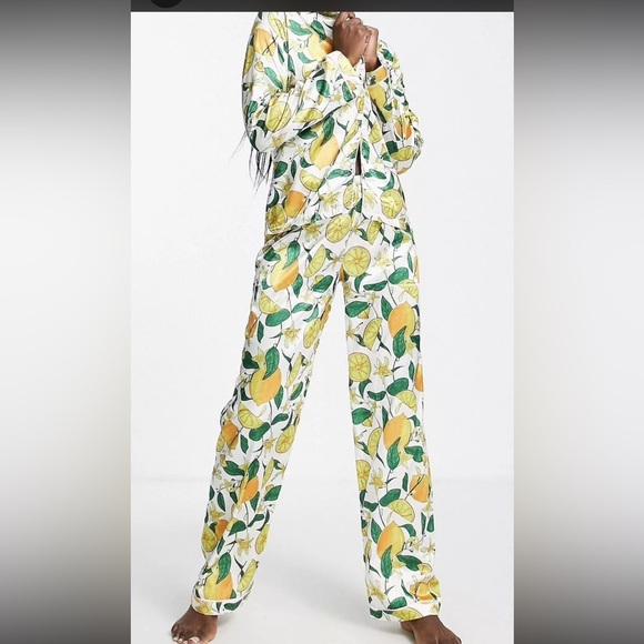 ASOS | Intimates & Sleepwear | Asos Night Lemon Print Satin Pajama ...